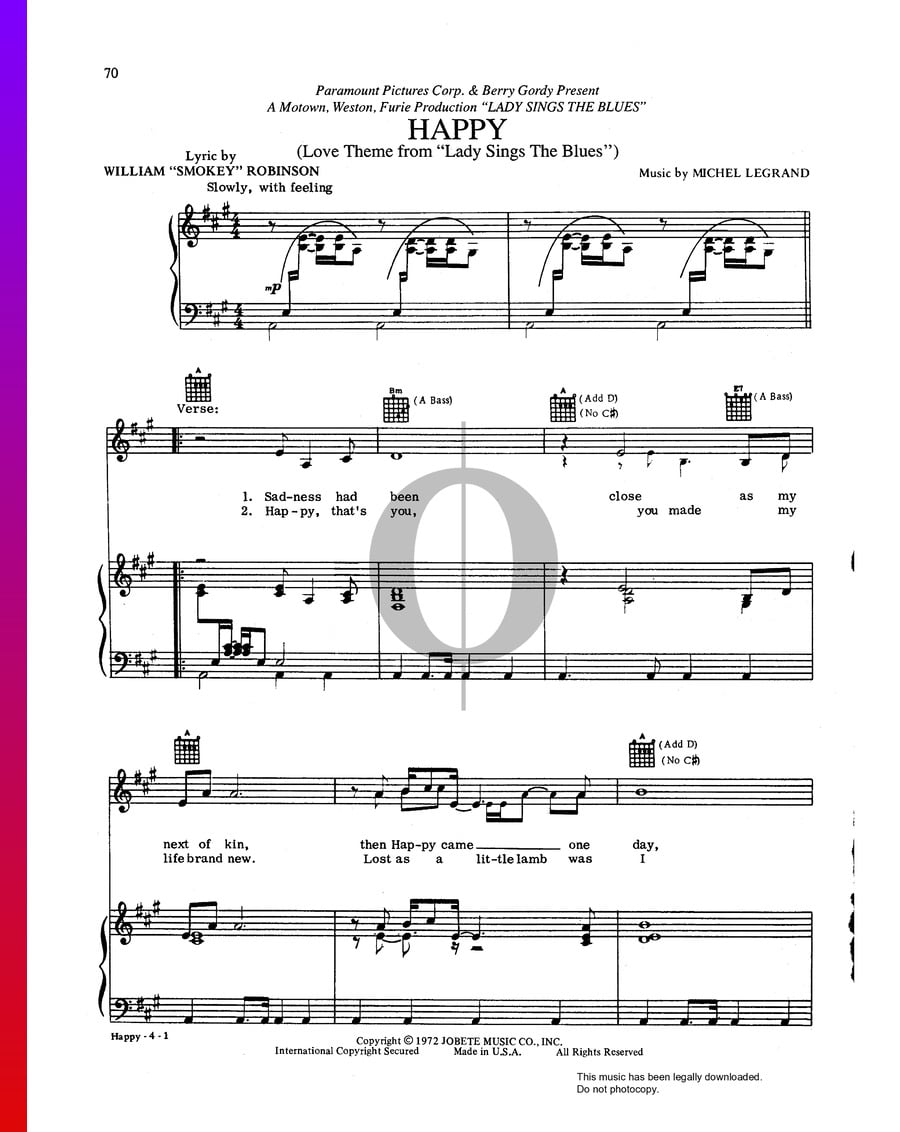 Happy (Michael Jackson) Piano Sheet Music - OKTAV
