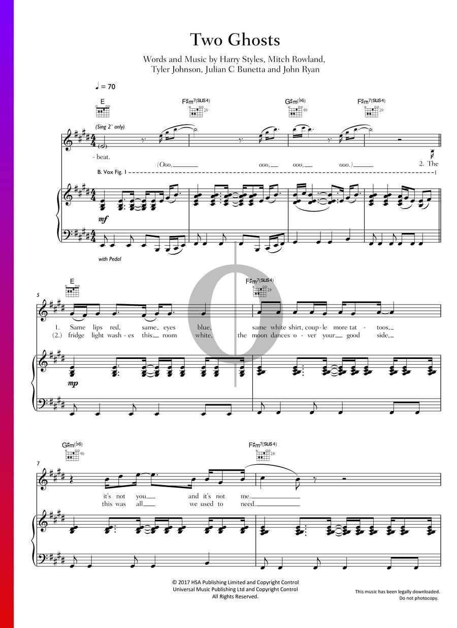 Two Ghosts (Harry Styles) Piano Sheet Music - OKTAV