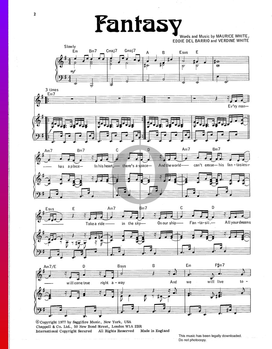 Fantasy (Earth, Wind and Fire) Piano Sheet Music - OKTAV