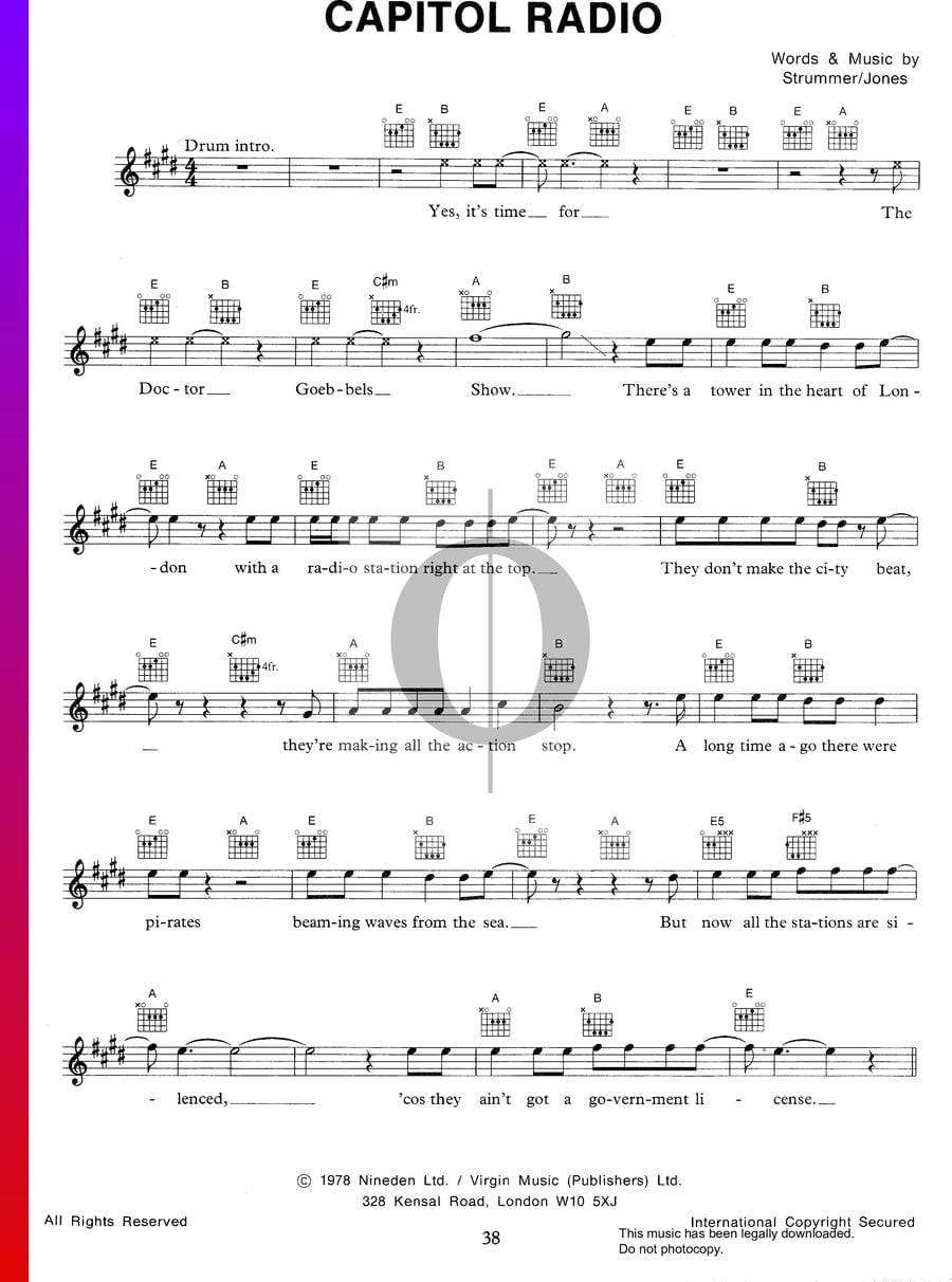 Capitol Radio (The Clash) Piano Sheet Music - OKTAV
