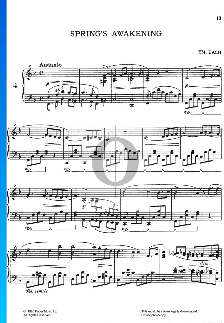 Spring's Awakening (Carl Philipp Emanuel Bach) Piano Sheet Music - OKTAV