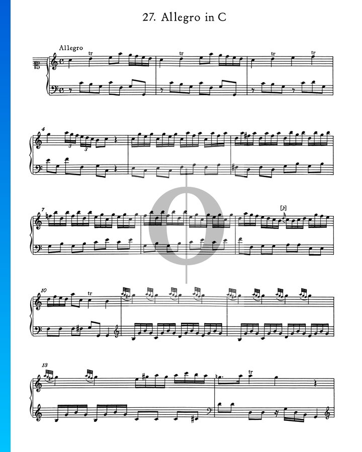 Allegro in C Major, No. 27 (Leopold Mozart) Piano Sheet Music - OKTAV