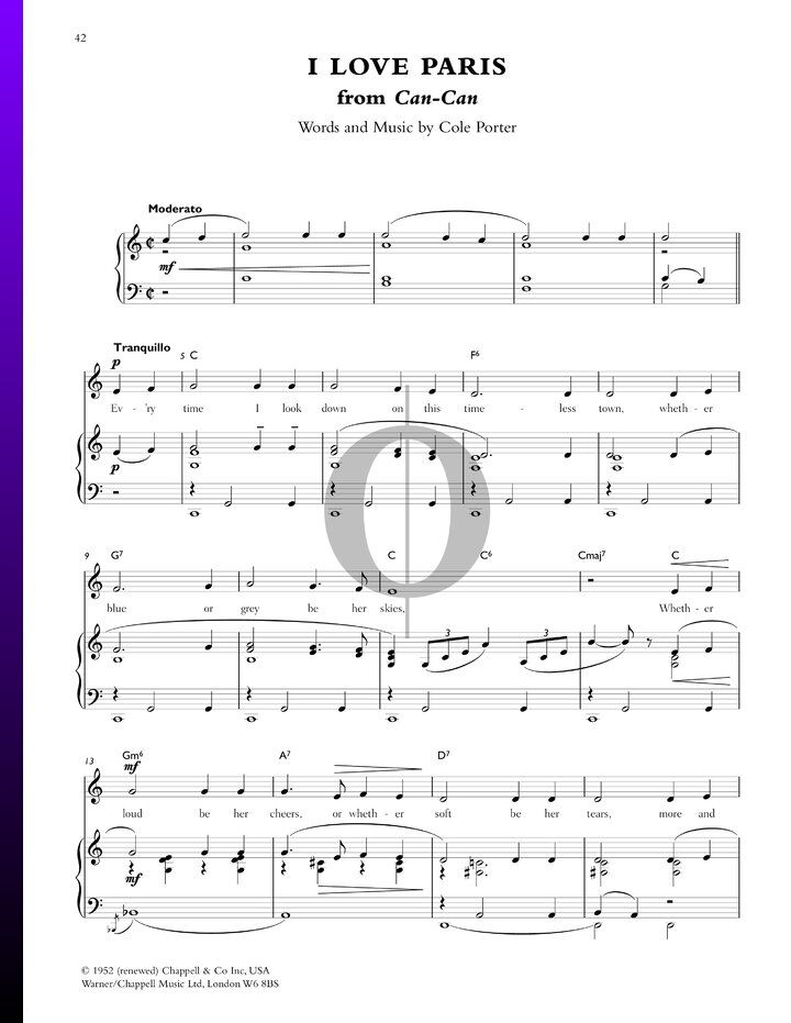 I Love Paris (Cole Porter) Piano Sheet Music - OKTAV