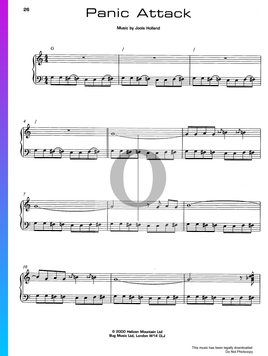 Panic Attack (Jools Holland) Piano Sheet Music - OKTAV