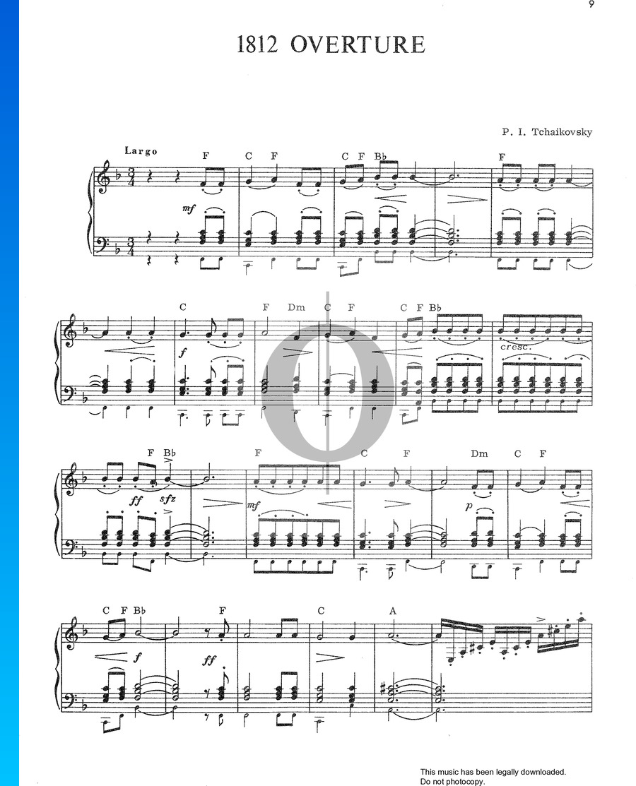 1812 Overture, Op. 49 (Pjotr Iljitsch Tschaikowski) Piano Sheet Music ...