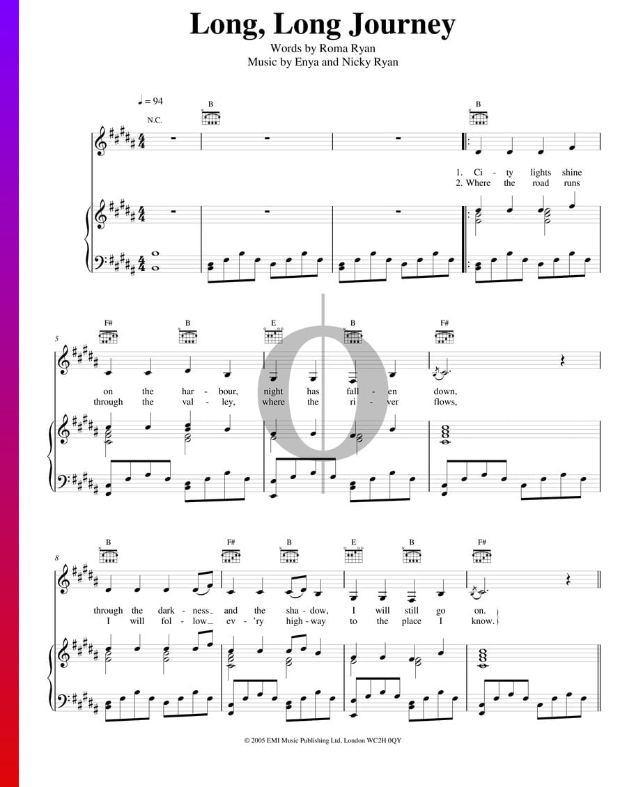 Long Long Journey Enya Piano Sheet Music OKTAV Long Long Journey Enya Piano Sheet Music OKTAV