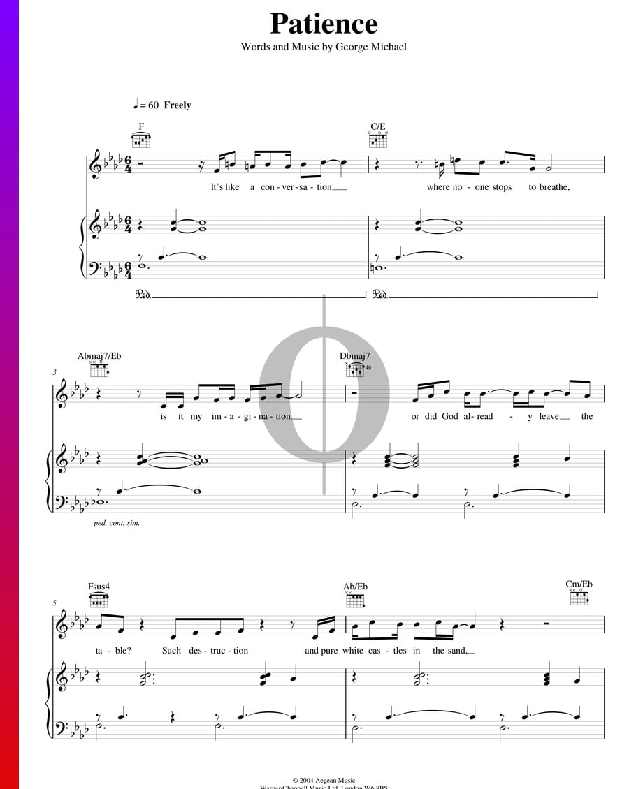Patience (George Michael) Piano Sheet Music - OKTAV