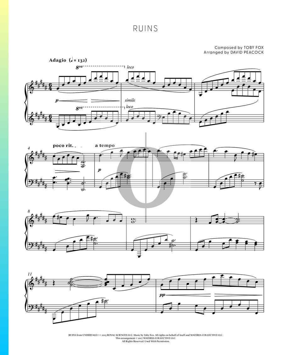 Ruins (Toby Fox) Piano Sheet Music - OKTAV