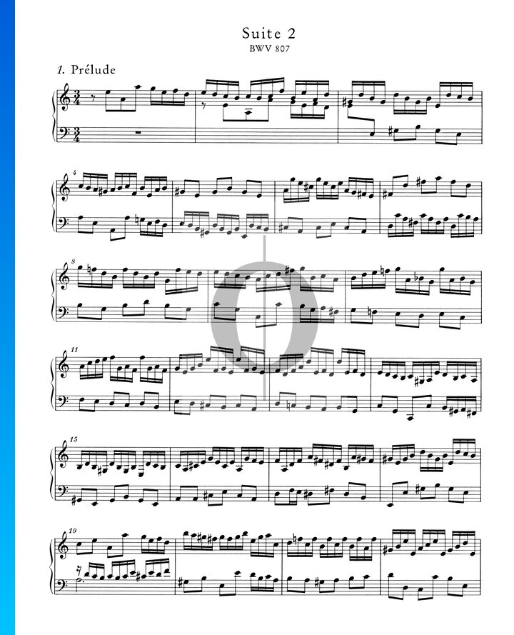 Englische Suite Nr. 2 a-Moll, BWV 807: 1. Prélude Klaviernoten (Johann Sebastian Bach) - OKTAV