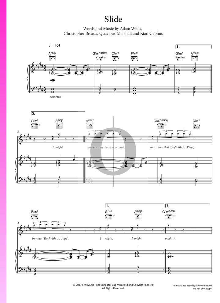 Slide (Calvin Harris) Piano Sheet Music - OKTAV