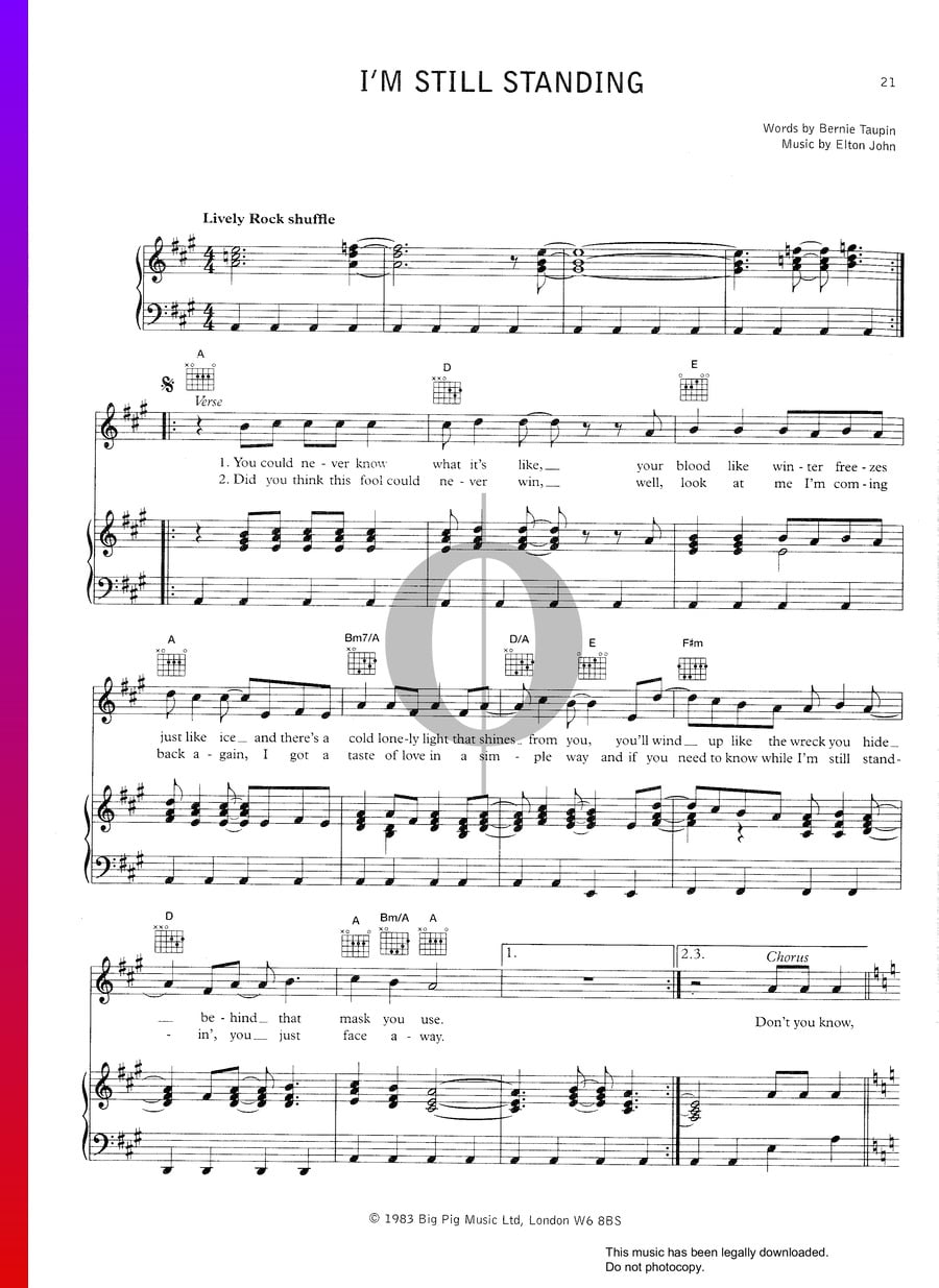 I'm Still Standing Klaviernoten (Elton John) - OKTAV