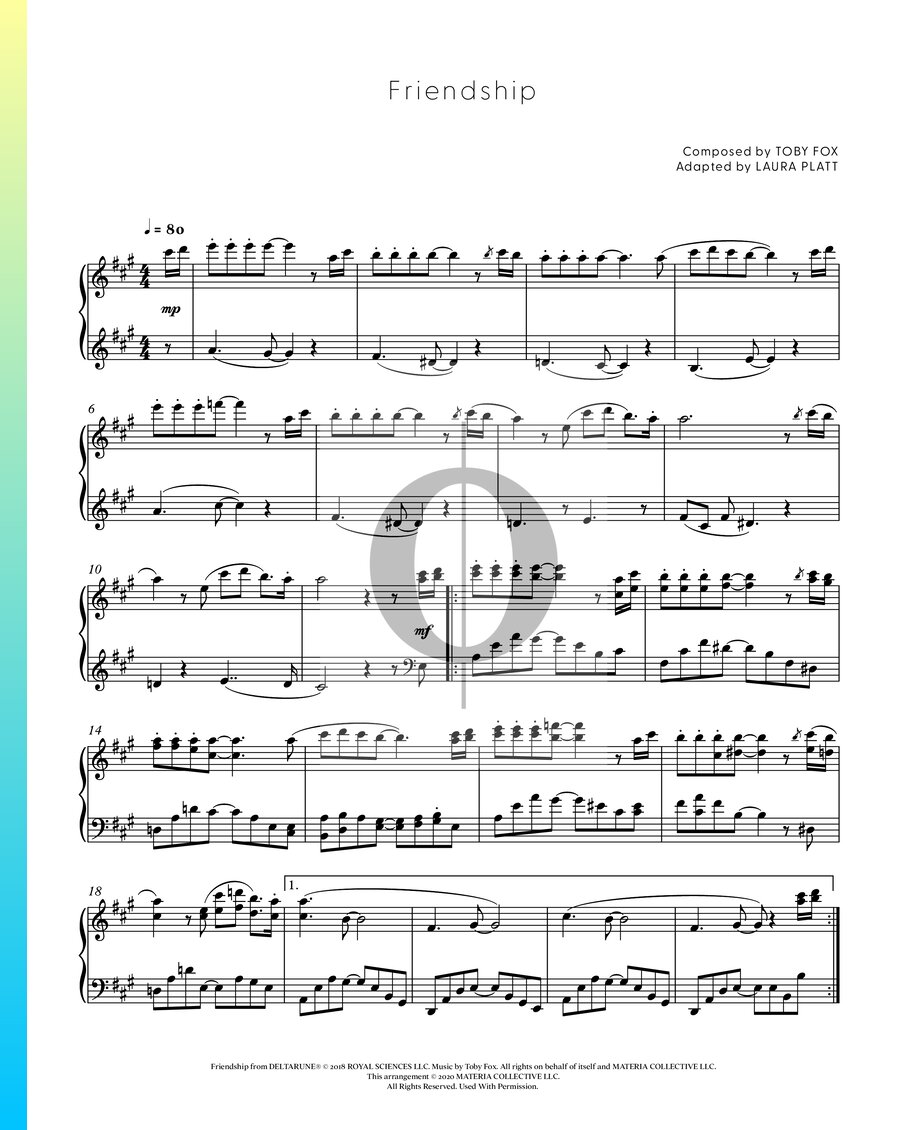 Friendship (Toby Fox) Piano Sheet Music - OKTAV