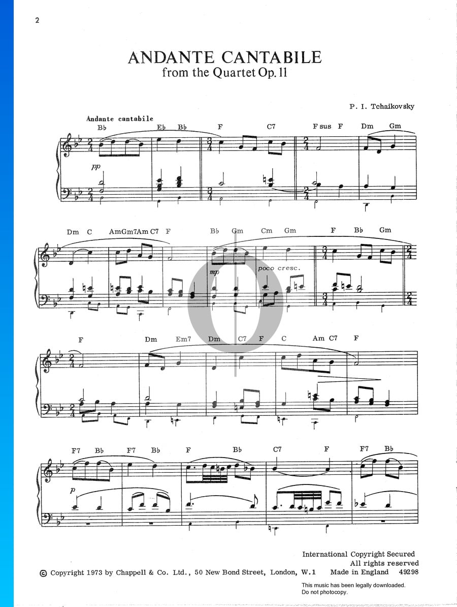String Quartet No. 1 in D Major, Op. 11: 2. Andante cantabile (Pjotr ...