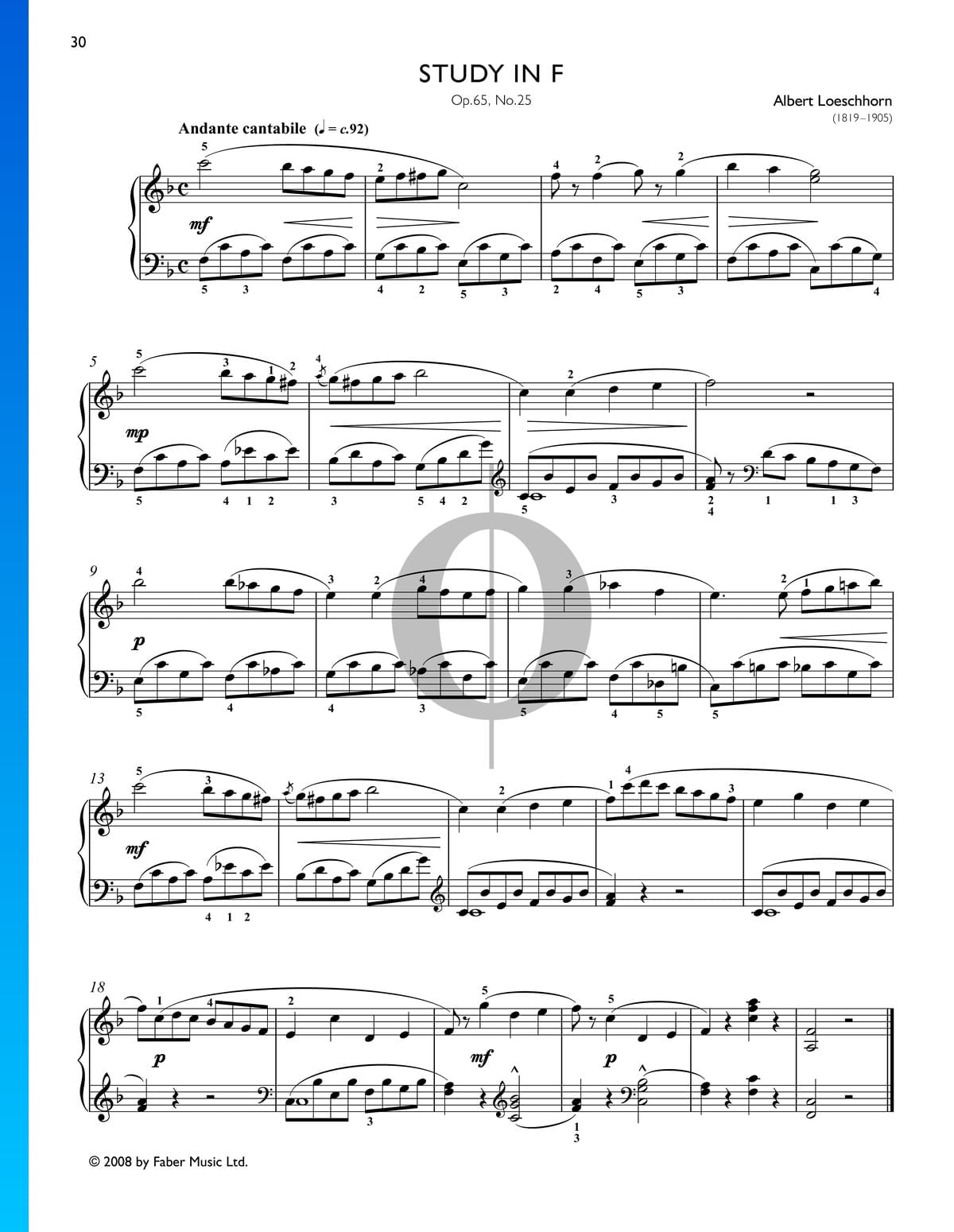 Study in F Major, Op. 65 No. 25 (Albert Loeschhorn) Piano Sheet Music ...
