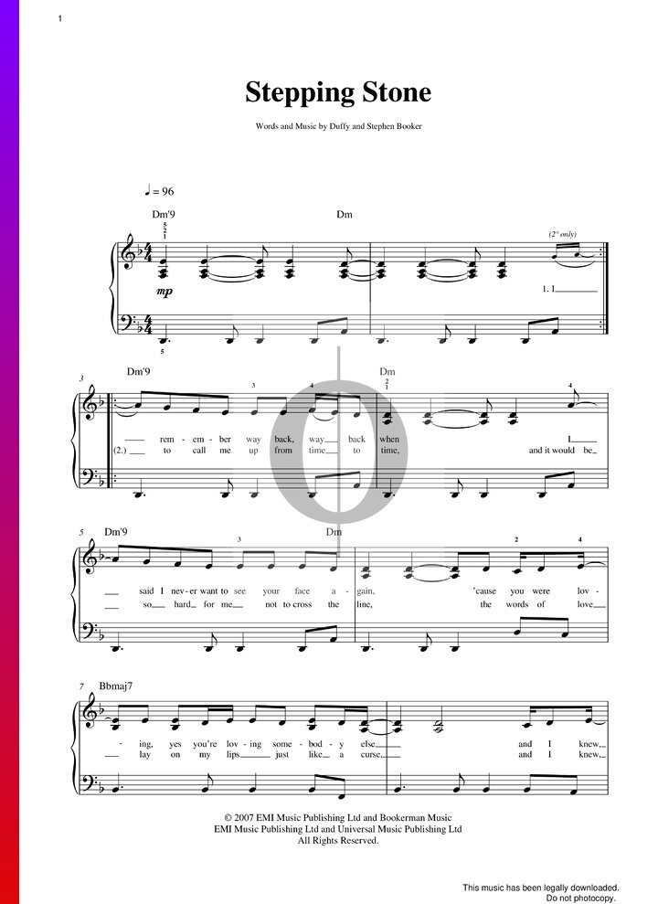 Stepping Stone (Duffy) Piano Sheet Music - OKTAV