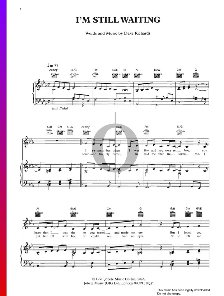 I'm Still Waiting (Diana Ross) Piano Sheet Music - OKTAV