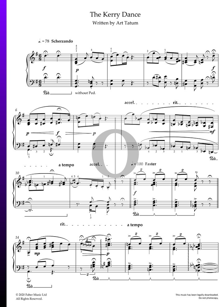 The Kerry Dance (Art Tatum) Piano Sheet Music - OKTAV
