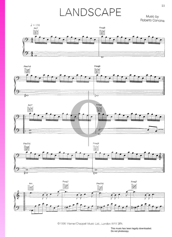 Landscape (Robert Miles) Piano Sheet Music - OKTAV