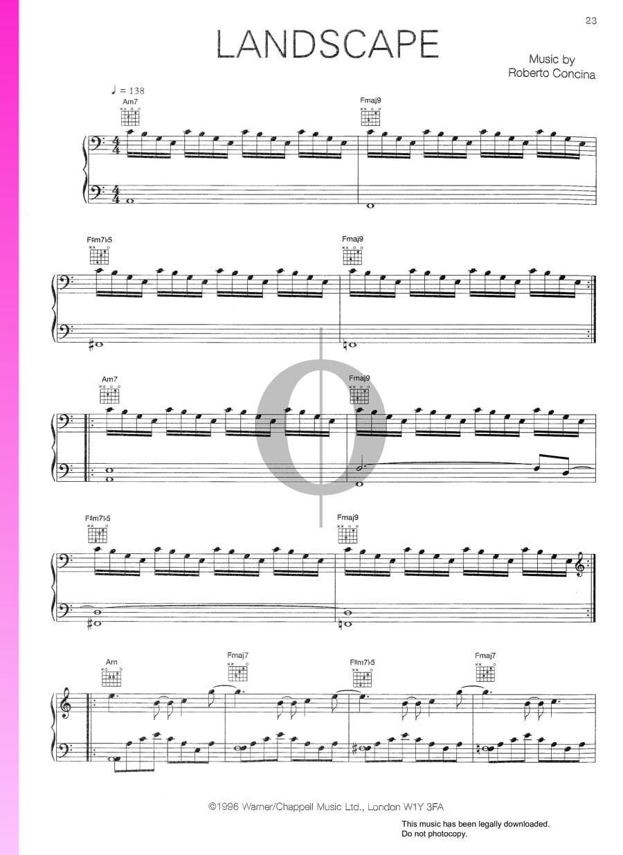 Landscape (Robert Miles) Piano Sheet Music - OKTAV