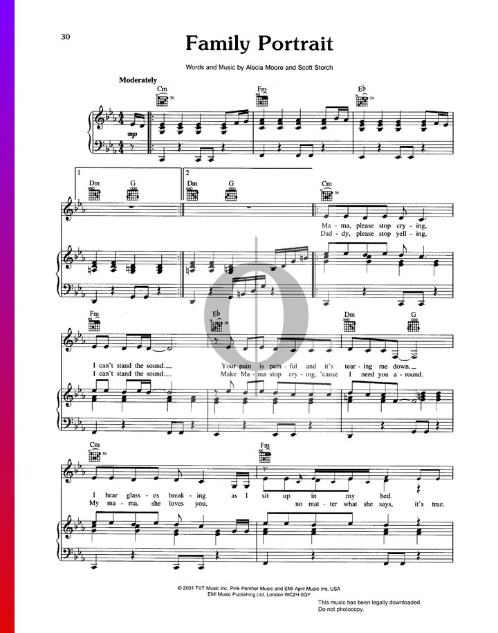 Family Portrait (Pink) Piano Sheet Music - OKTAV