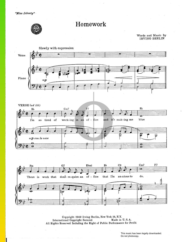 Homework (Wynn Murray) Piano Sheet Music - OKTAV