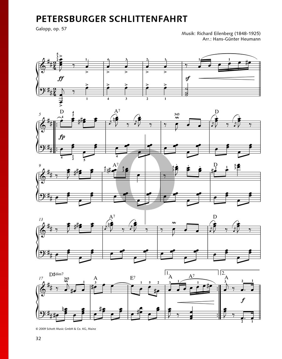 Petersburger Schlittenfahrt (Richard Eilenberg) Piano Sheet Music - OKTAV
