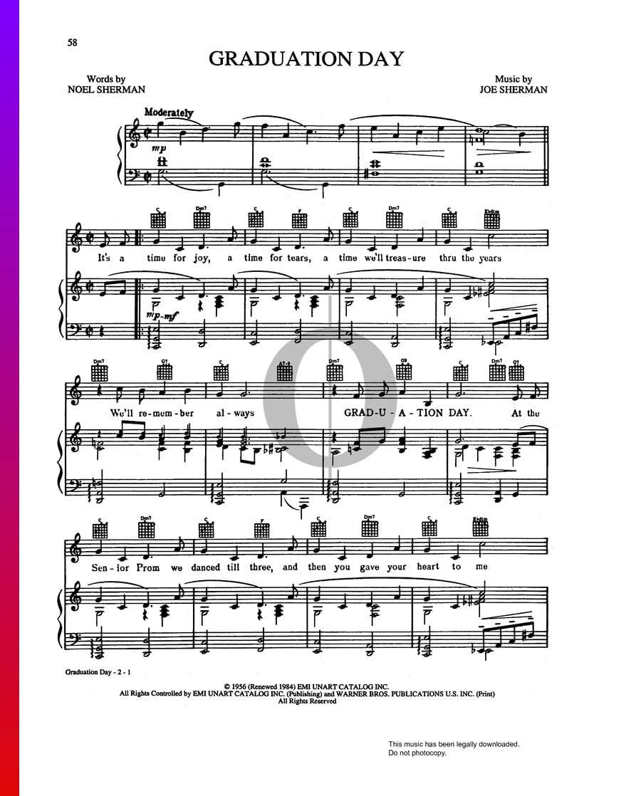 Graduation Day (The Four Freshmen) Piano Sheet Music - OKTAV