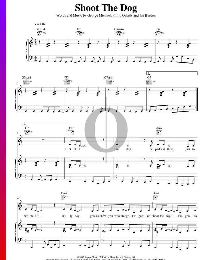 Shoot The Dog (George Michael) Piano Sheet Music - OKTAV