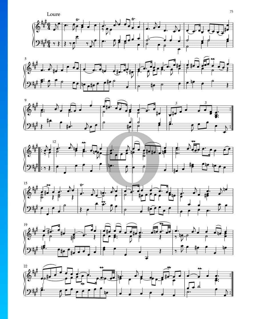 Partita in A Major, BWV 1006: 2. Loure (Johann Sebastian Bach) Piano ...