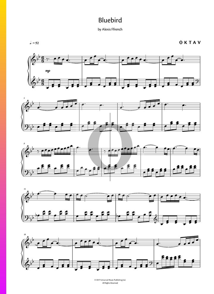 Bluebird (Alexis Ffrench) Piano Sheet Music - OKTAV