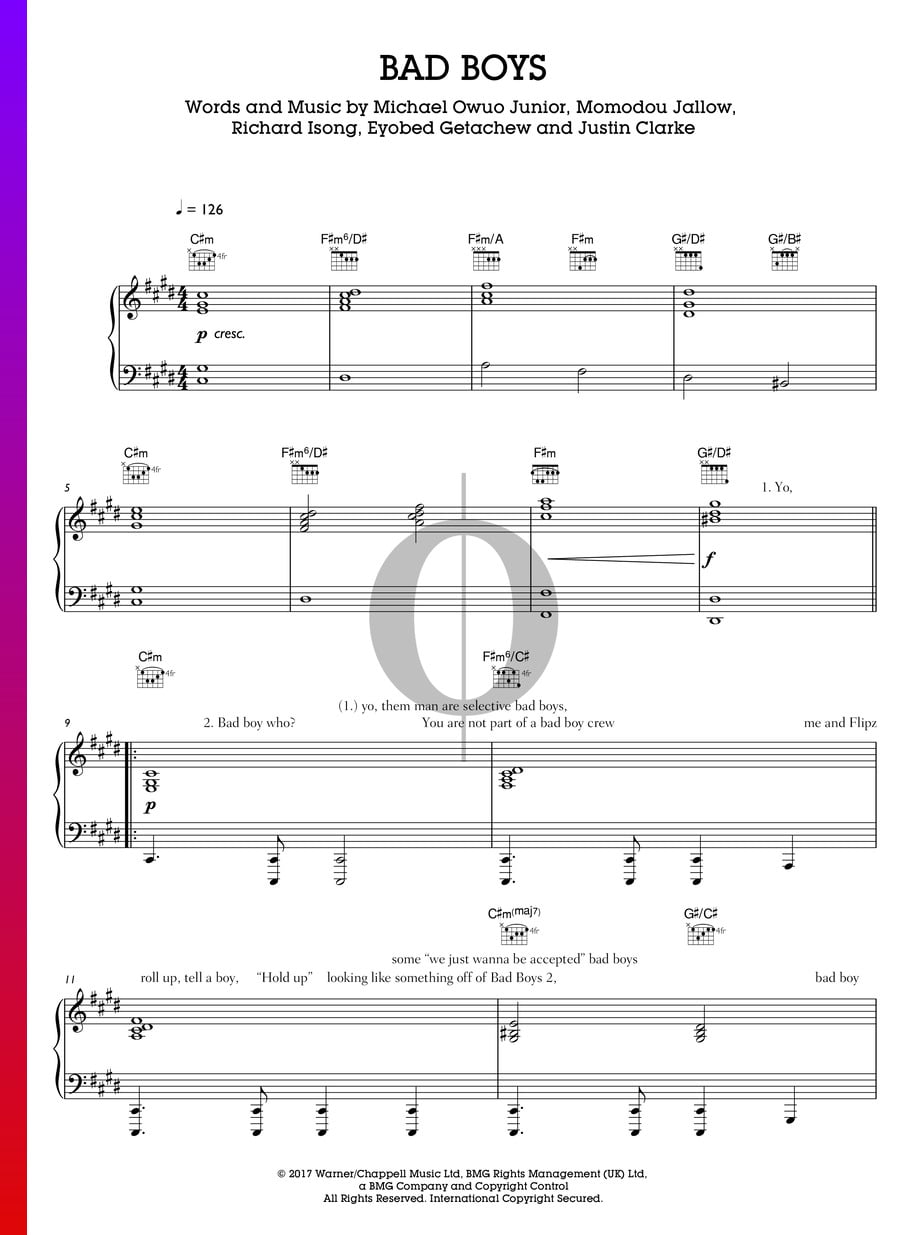 Bad Boys (Stormzy) Piano Sheet Music - OKTAV