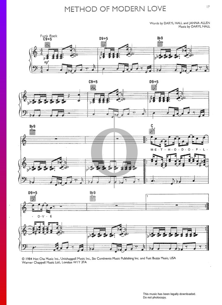 Method Of Modern Love (Hall & Oates) Piano Sheet Music - OKTAV