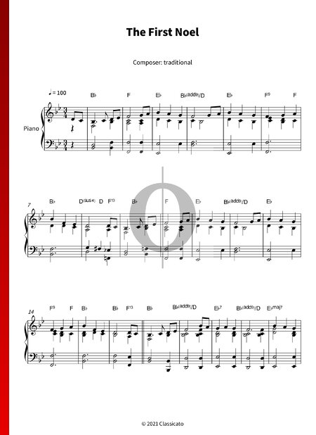 The First Nowell Sheet Music (Piano, Voice, Guitar) | PDF Download - OKTAV