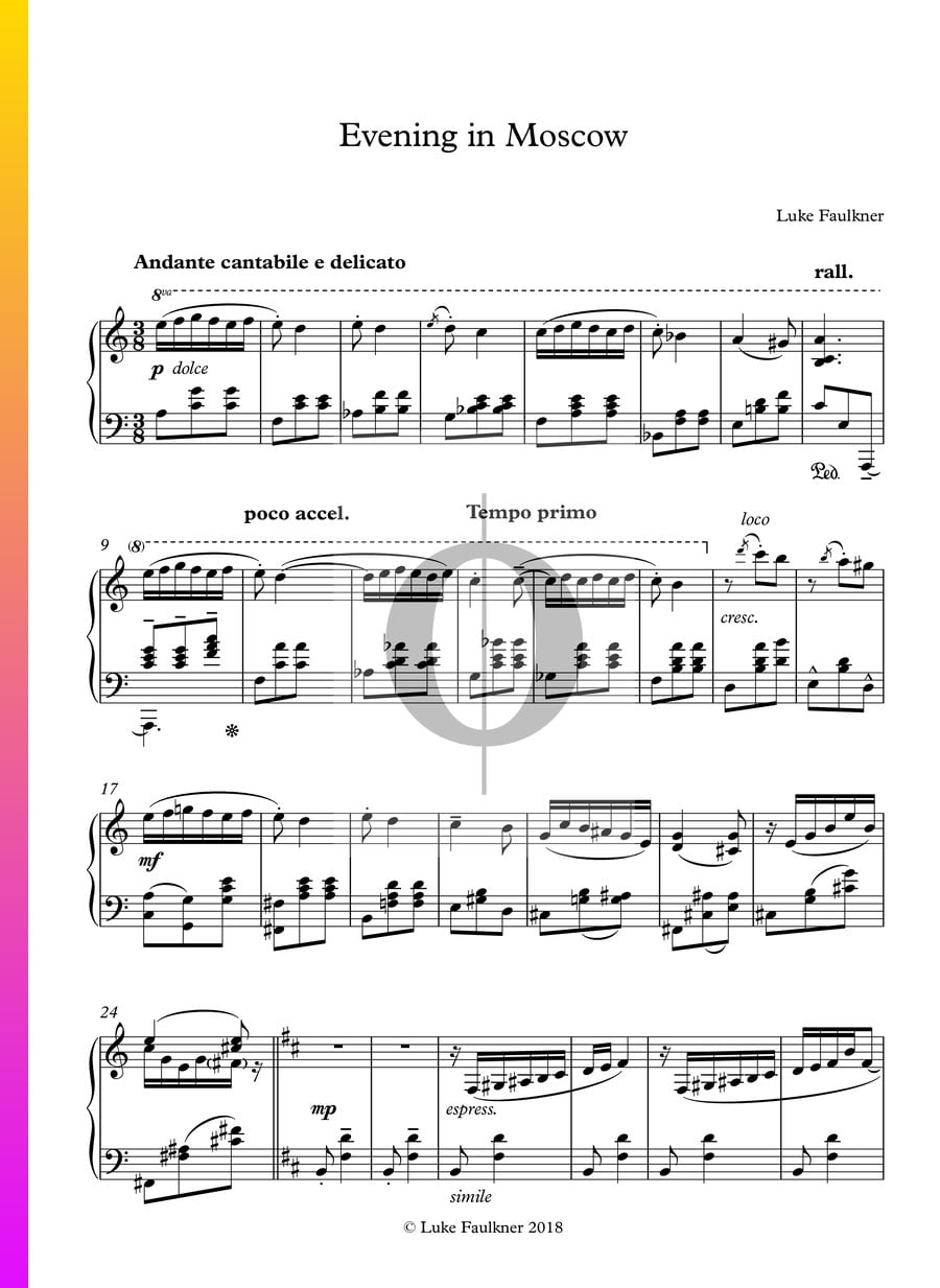Evening in Moscow (Luke Faulkner) Piano Sheet Music - OKTAV