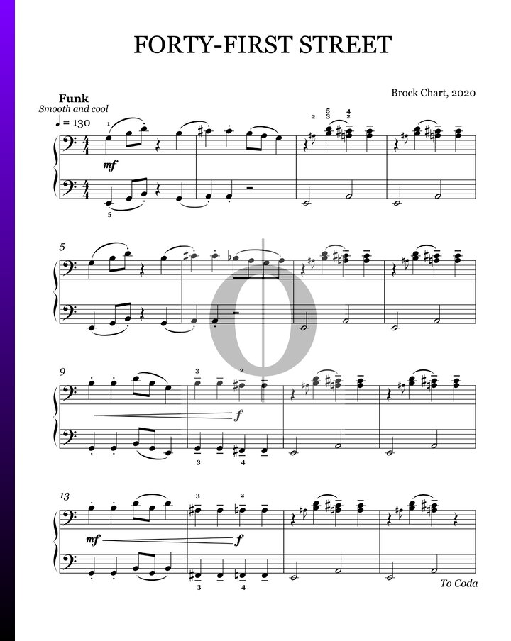 Forty-First Street (Brock Chart) Piano Sheet Music - OKTAV