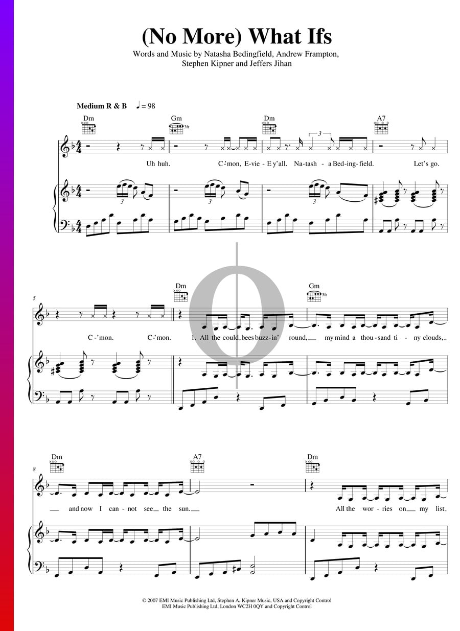 (No More) What Ifs (Natasha Bedingfield) Piano Sheet Music - OKTAV