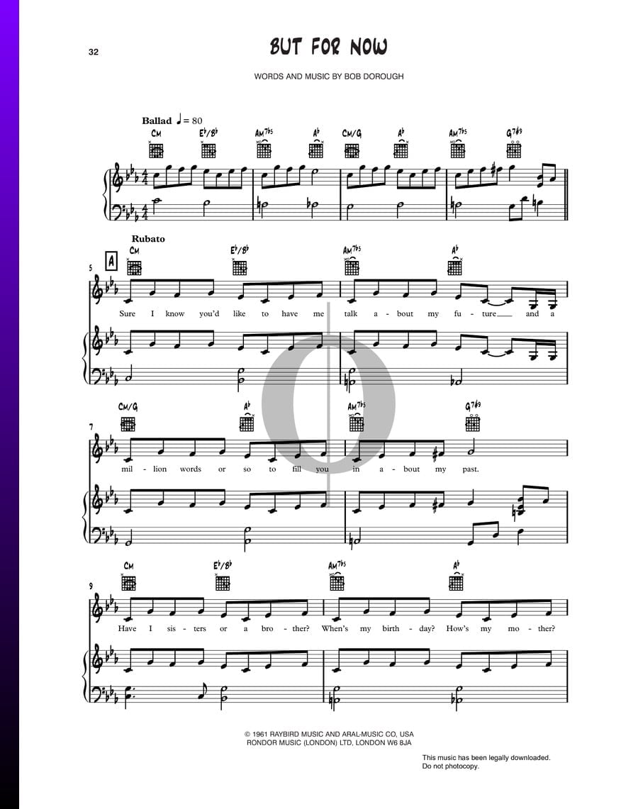 But For Now (Jamie Cullum) Piano Sheet Music - OKTAV