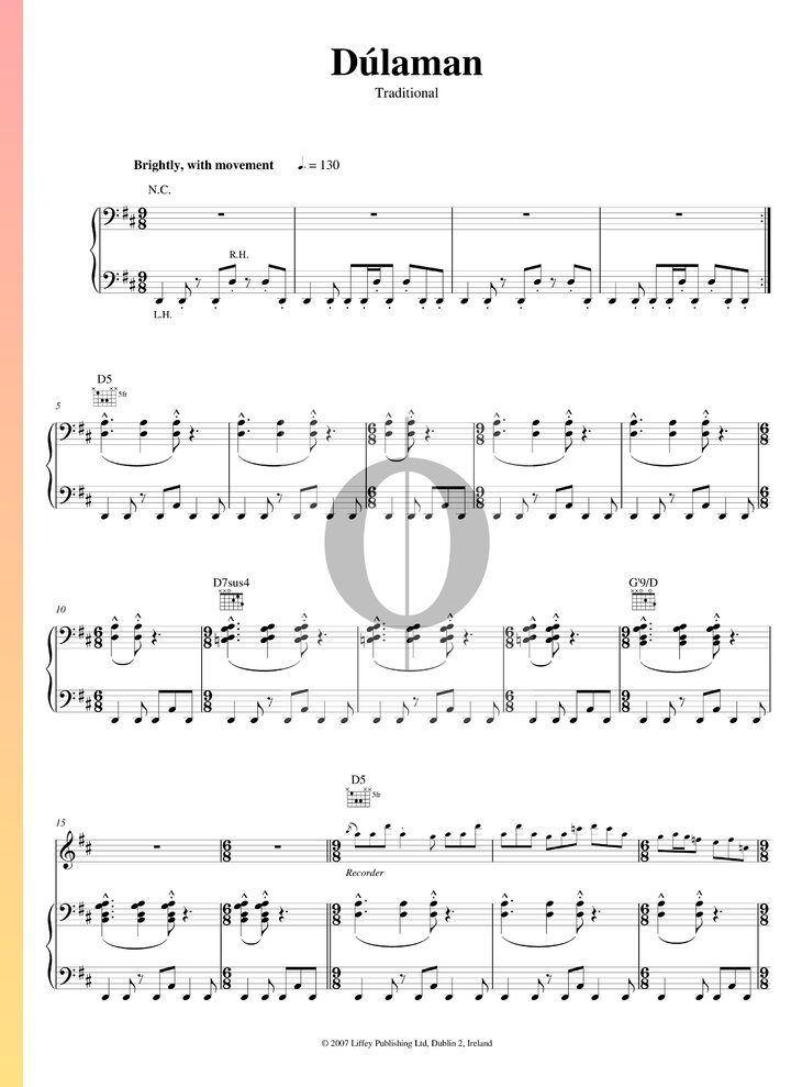 Dulaman (Celtic Woman) Piano Sheet Music - OKTAV