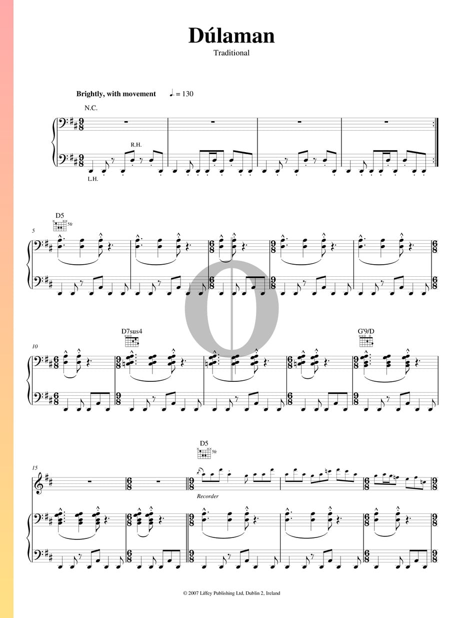 Dulaman (Celtic Woman) Piano Sheet Music - OKTAV