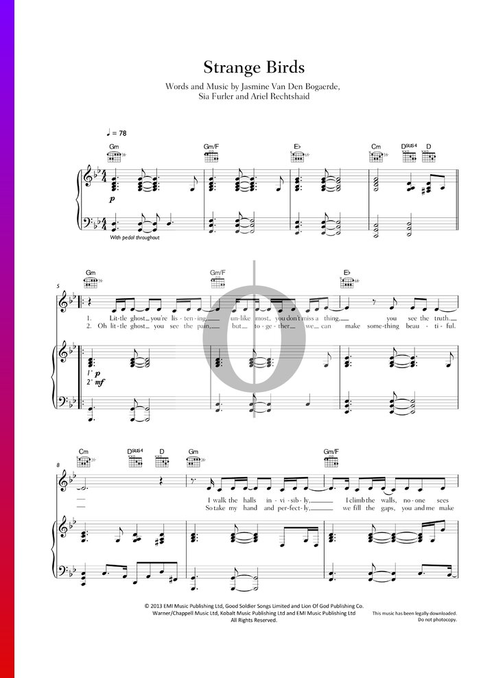 Strange Birds (Birdy) Piano Sheet Music - OKTAV