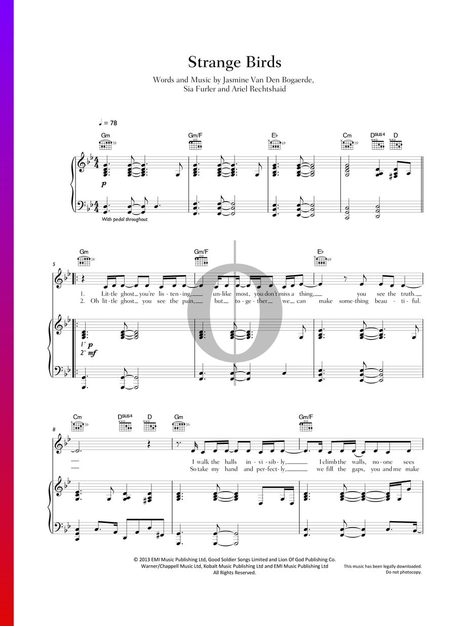 Strange Birds (Birdy) Piano Sheet Music - OKTAV