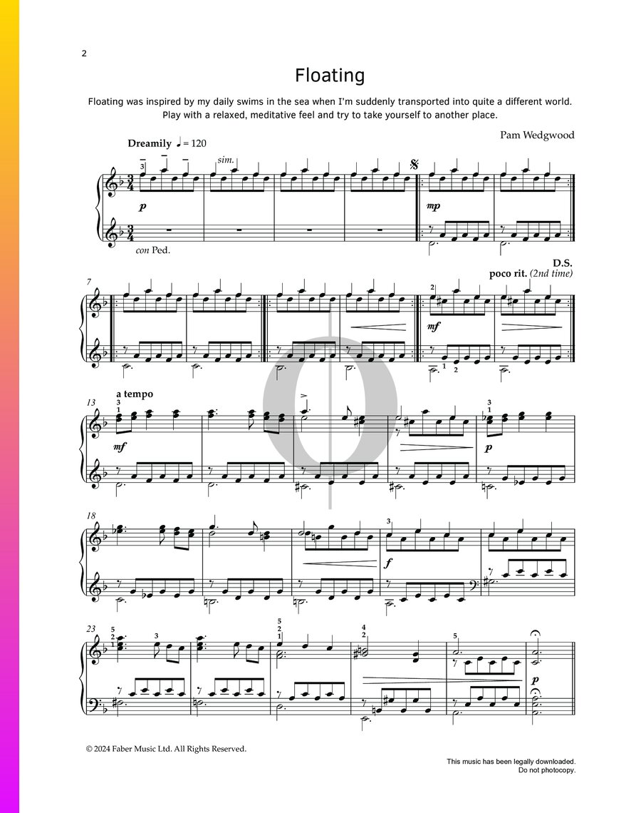 Floating (Pam Wedgwood) Piano Sheet Music - OKTAV