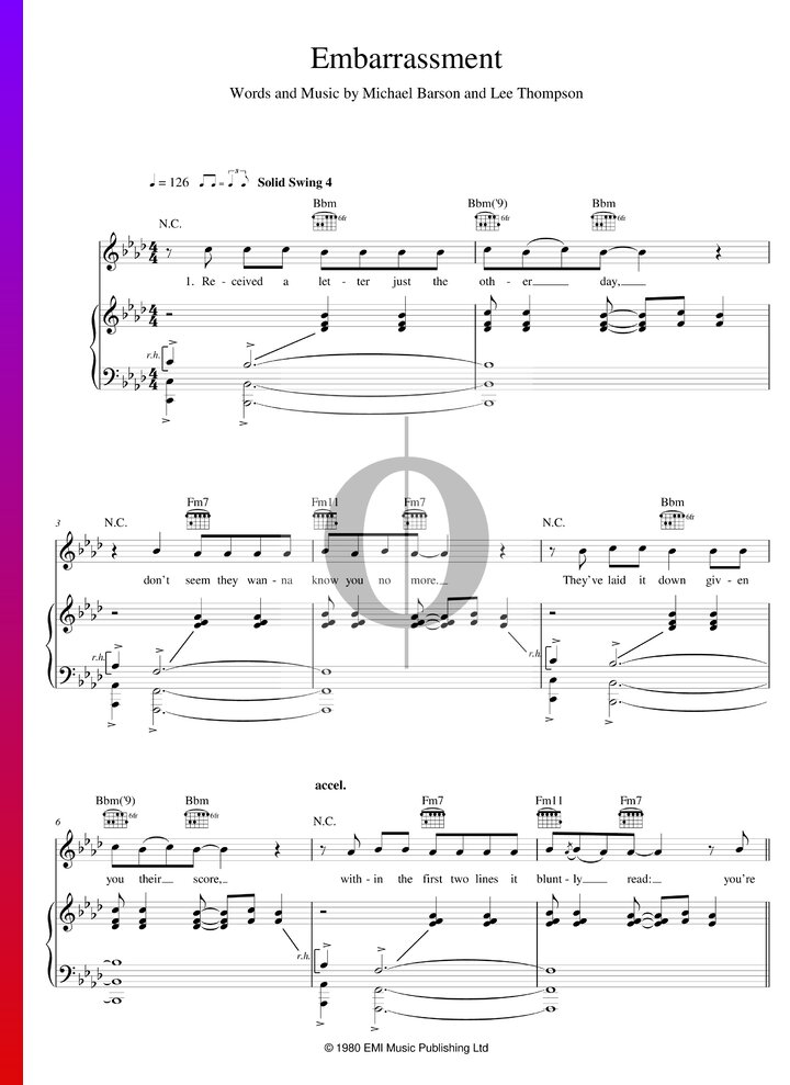 Embarrassment (Madness) Piano Sheet Music - OKTAV