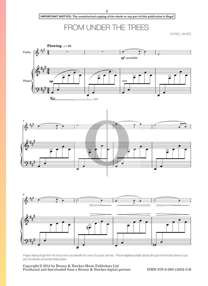 From Under The Trees (Hywel Davies) Piano Sheet Music - OKTAV