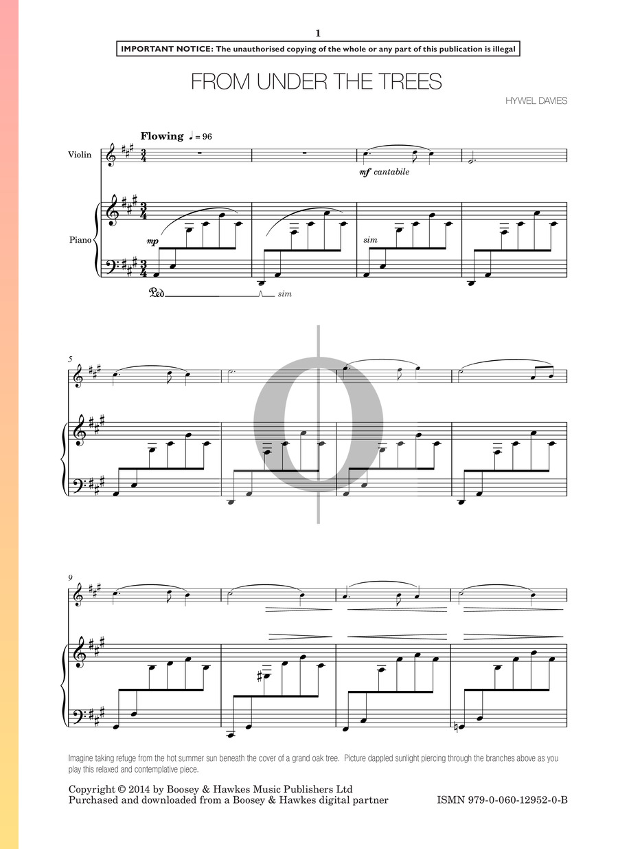 From Under The Trees (Hywel Davies) Piano Sheet Music - OKTAV
