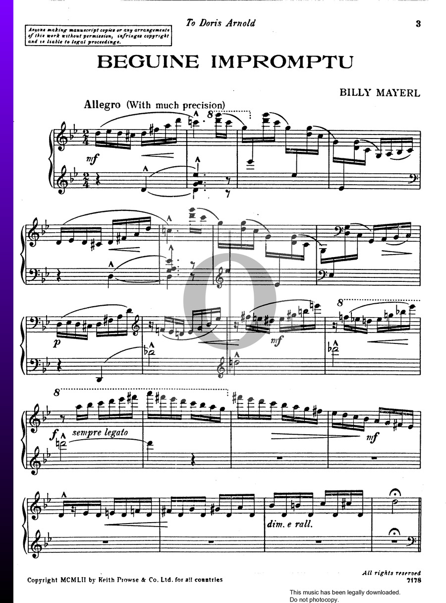 Beguine Impromptu (Billy Mayerl) Piano Sheet Music - OKTAV