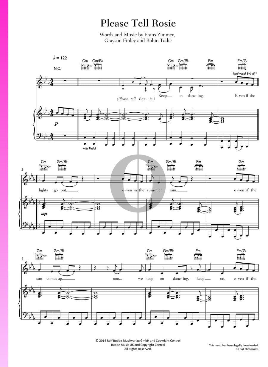 Please Tell Rosie (Younotus, Alle Farben) Piano Sheet Music - OKTAV