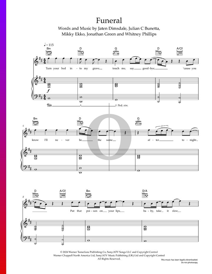 Funeral (Teddy Swims) Piano Sheet Music - OKTAV
