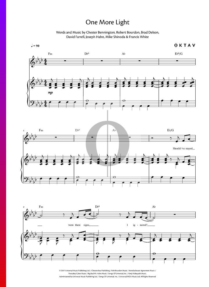 One More Light (Linkin Park) Piano Sheet Music - OKTAV