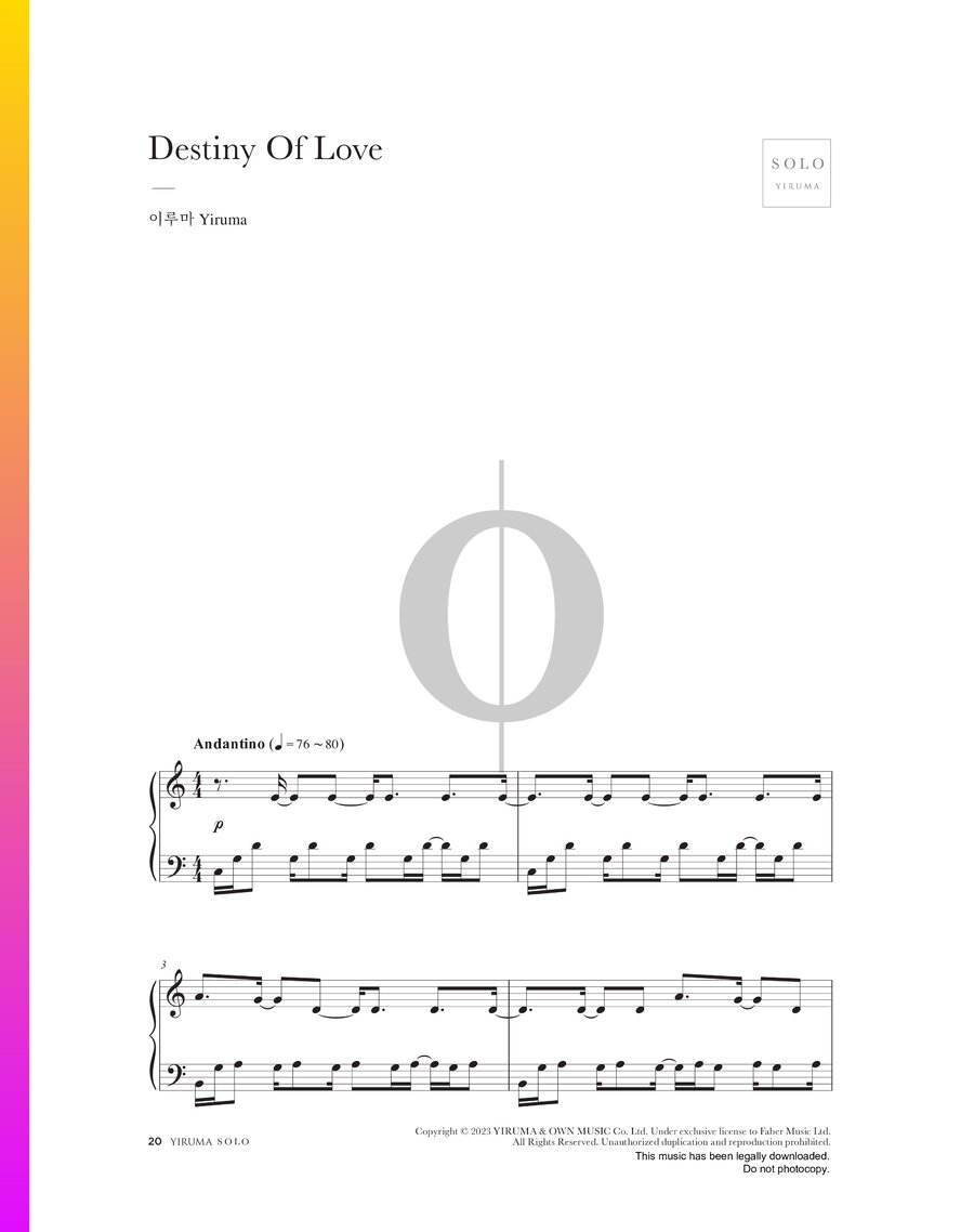 Destiny Of Love (Yiruma) Piano Sheet Music - OKTAV